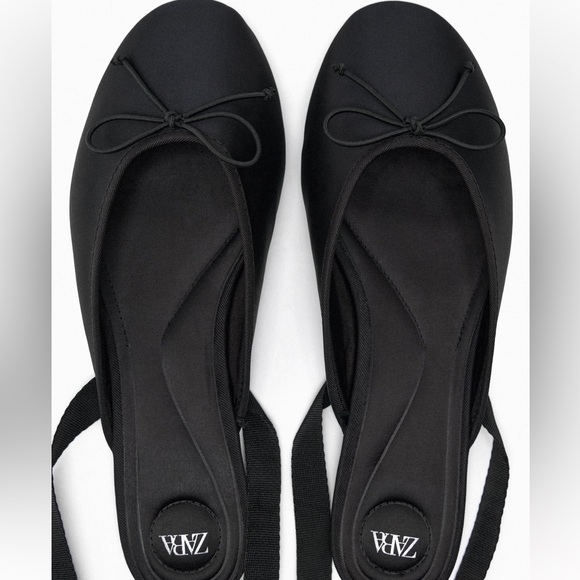 Zara | Shoes | Zara Lace Up Ballerina Flats With Bow Black Nwt | Poshmark